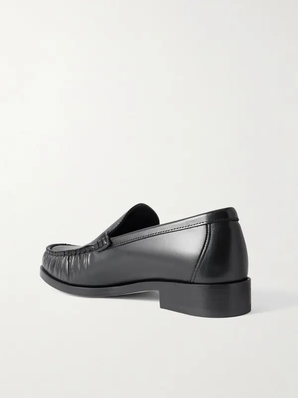 Legres 67 Ruched Leather Loafers - Black