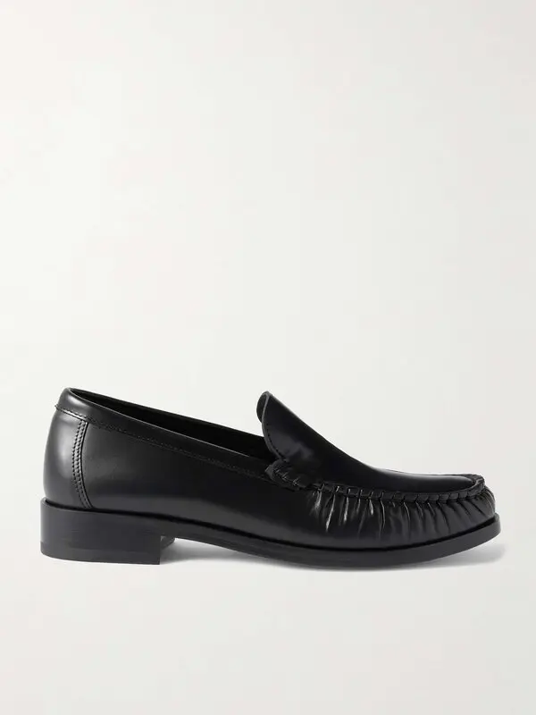 Legres 67 Ruched Leather Loafers - Black