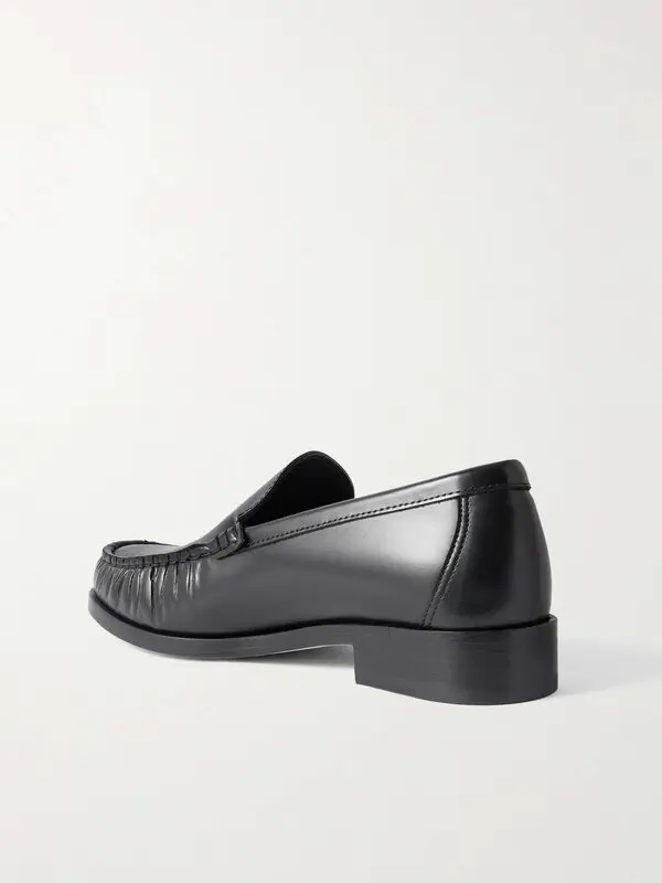 Legres 67 Ruched Leather Loafers - Black