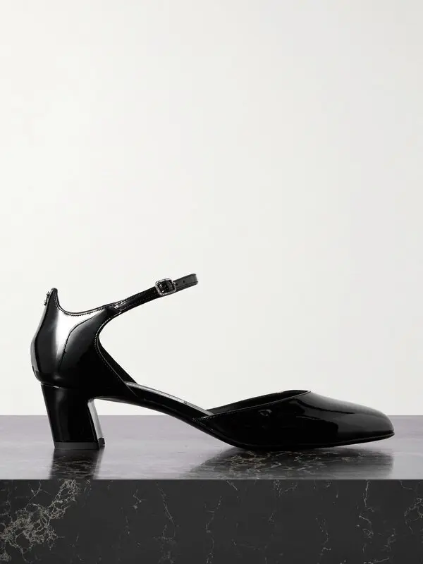 JIMMY CHOO Pixie 45 Patent-leather Mary Jane Pumps - Black