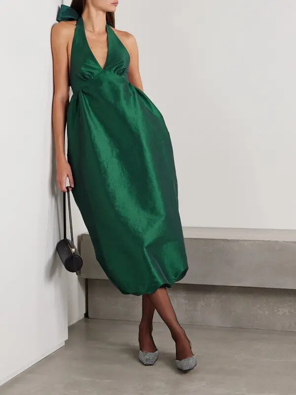 green emerald velvet dress Carrie Taffeta Midi Dress in Spring-Green  Rhea Costa