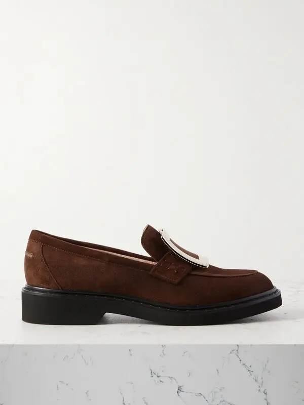 ROGER VIVIER Viv Rangers Buckled Loafers - Brown