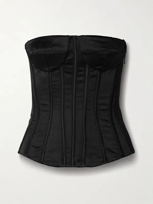 SERGIO HUDSON Strapless Silk-satin Bustier Top - Black