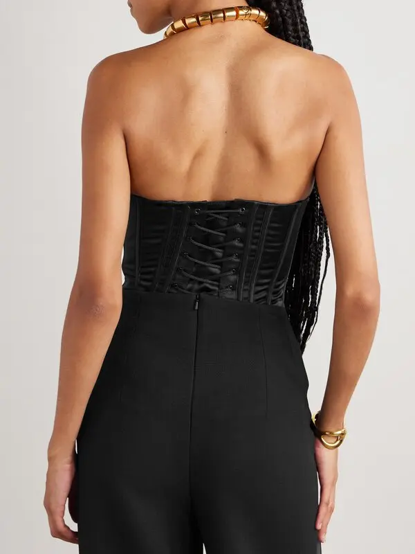 SERGIO HUDSON Strapless Silk-satin Bustier Top - Black