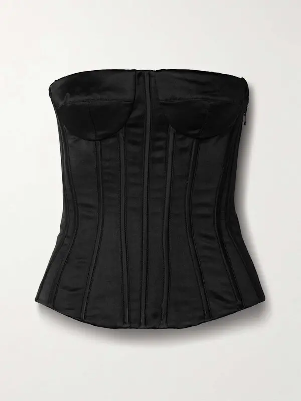 SERGIO HUDSON Strapless Silk-satin Bustier Top - Black