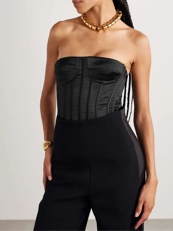 SERGIO HUDSON Strapless Silk-satin Bustier Top - Black