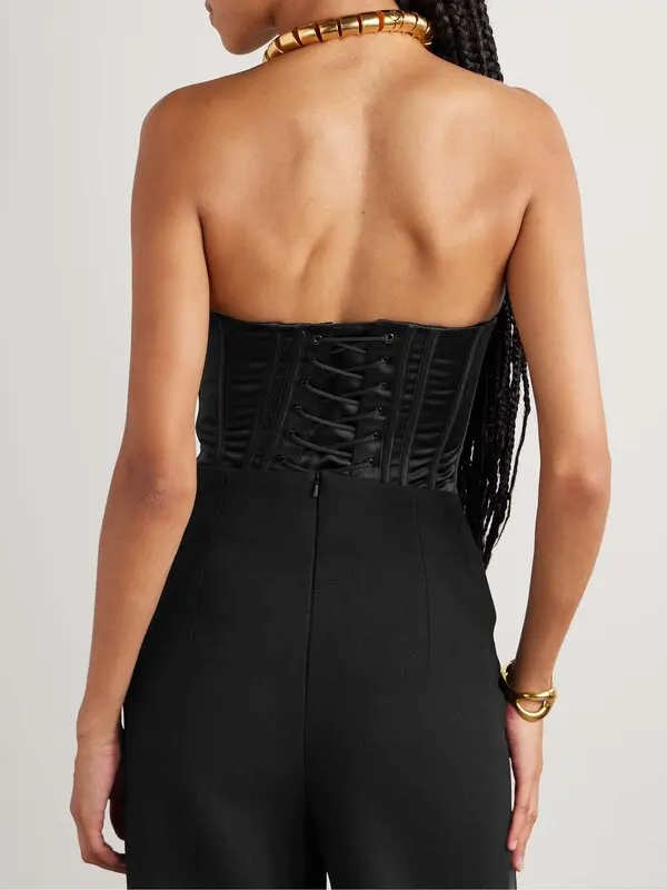 SERGIO HUDSON Strapless Silk-satin Bustier Top - Black