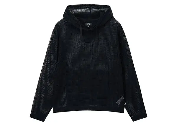 StÜssy Cotton Mesh Hooded Top - Black | Editorialist