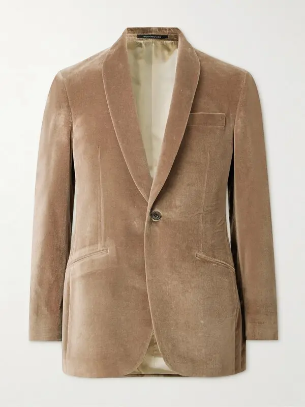 Richard James Hyde Slim-fit Cotton-velvet Tuxedo Jacket - Brown