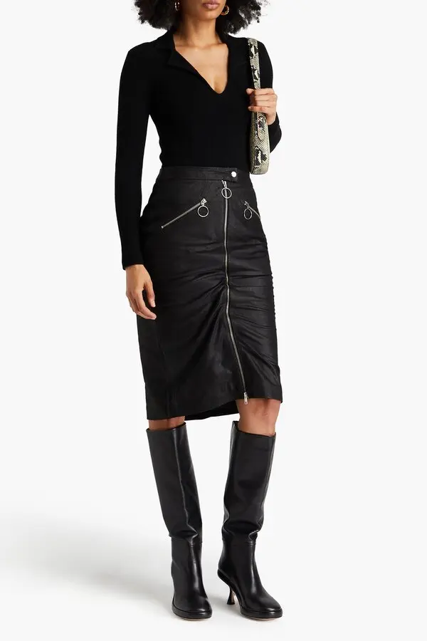 MUUBAA Textured Leather Skirt
