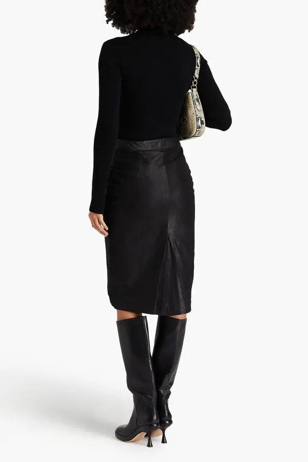 MUUBAA Textured Leather Skirt