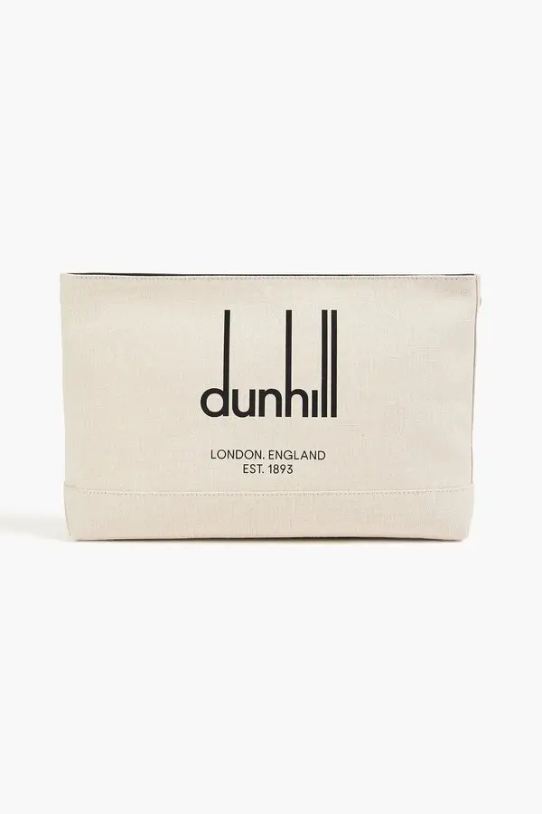 Dunhill Logo-print Canvas Pouch - Beige