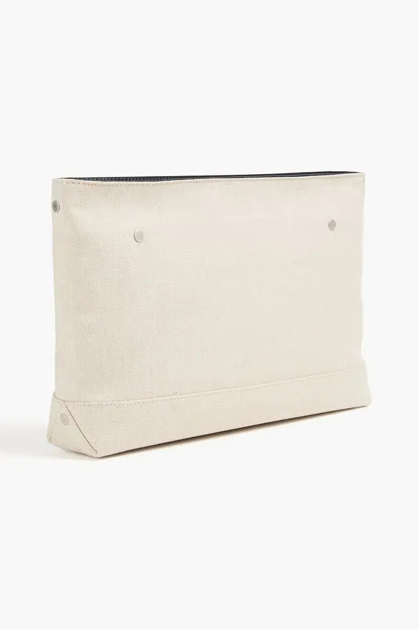 Dunhill Logo-print Canvas Pouch - Beige
