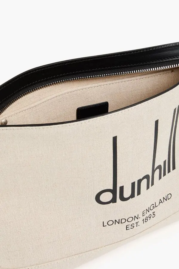 Dunhill Logo-print Canvas Pouch - Beige
