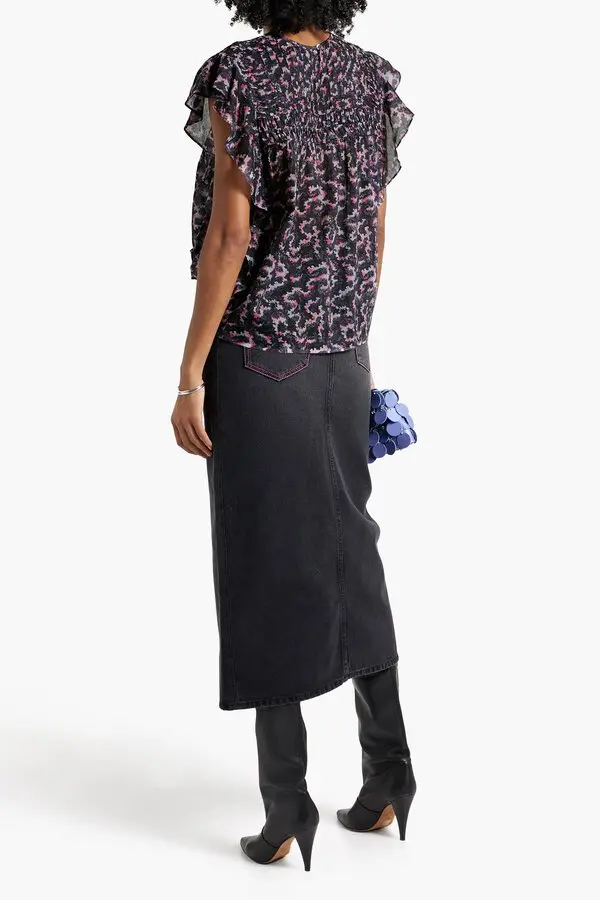 MARANT ETOILE Ilayona Ruffled Printed Top
