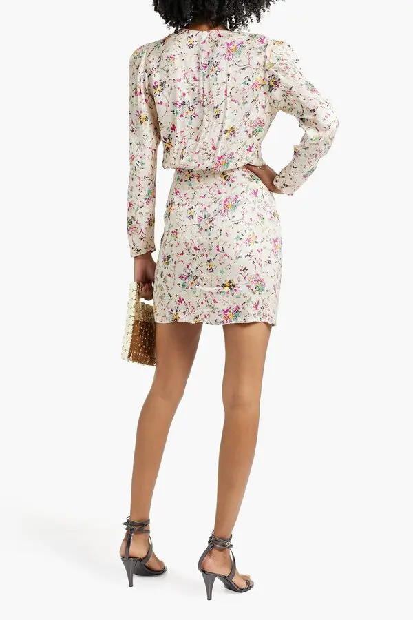 MARANT ETOILE Baikal Printed Mini Wrap Dress - Ecru