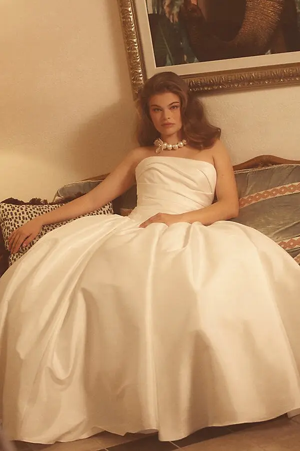 Jenny Yoo Charlotte Strapless Taffeta Gown - Ivory