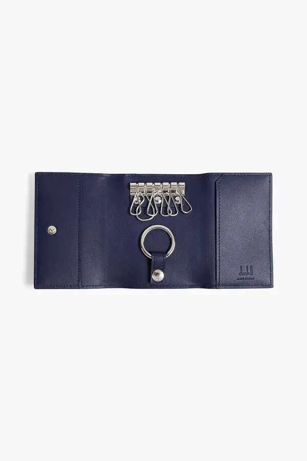 Dunhill Printed Textured Key Wallet - Cobalt Blue