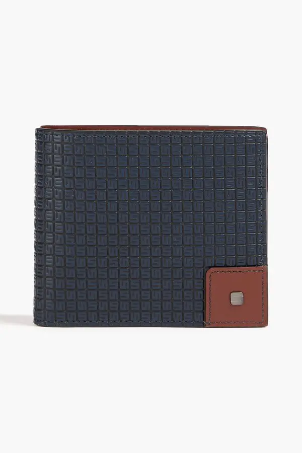 SERAPIAN Leathertrimmed Embossed Coatedcanvas Wallet - Navy