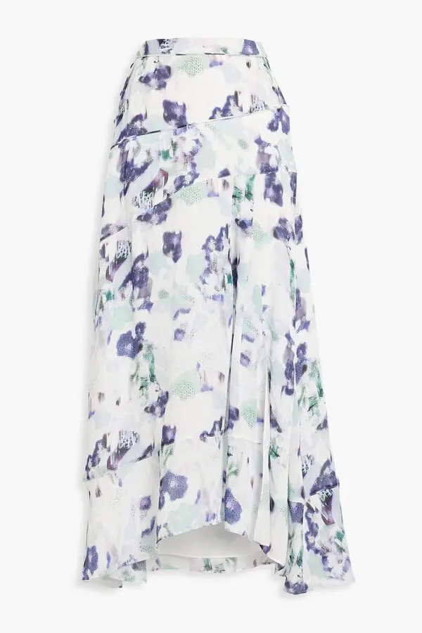 IRO PARIS Ollia Printed Chiffon Midi Skirt - White