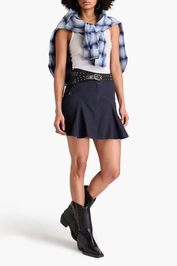MARANT ETOILE Risha Pleated Cotton Mini Skirt - Navy