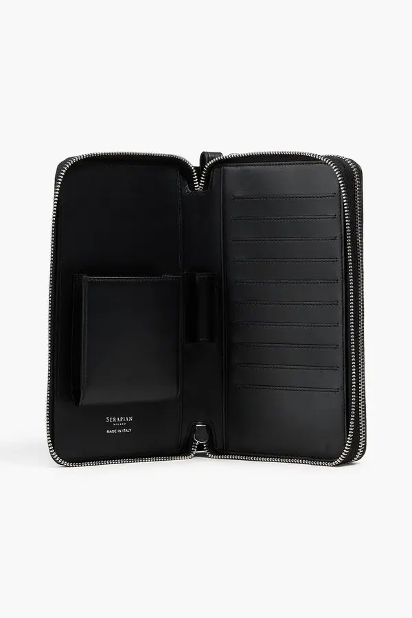 SERAPIAN Embossed Coatedcanvas Travel Wallet - Black