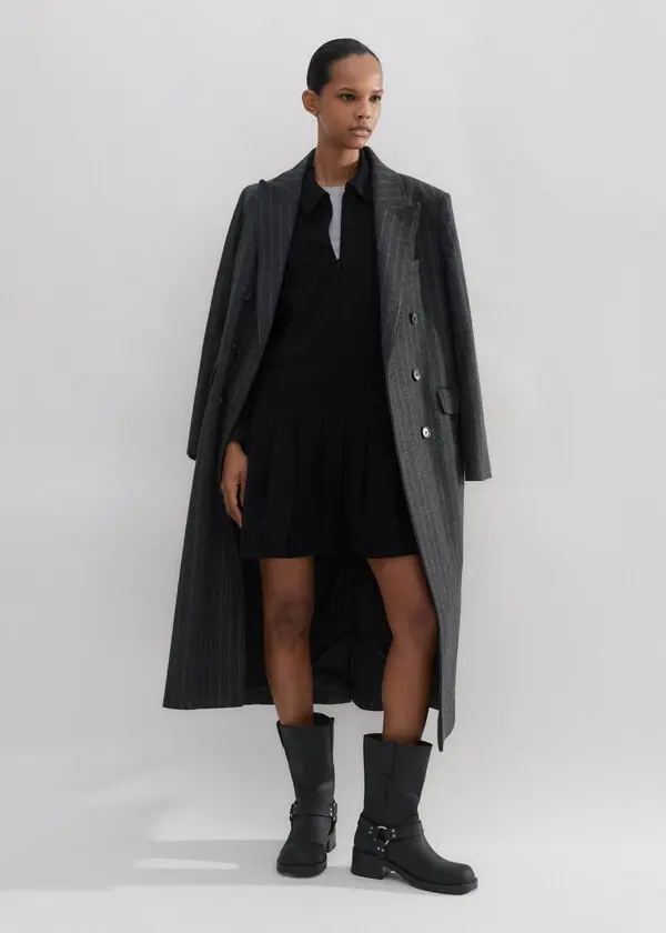 Me+Em Modern Twill Pleated Short Swing Dress - Black | Editorialist