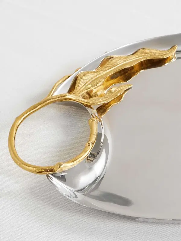 L'Objet Fern Medium Gold-plated And Stainless Steel Tray - Silver