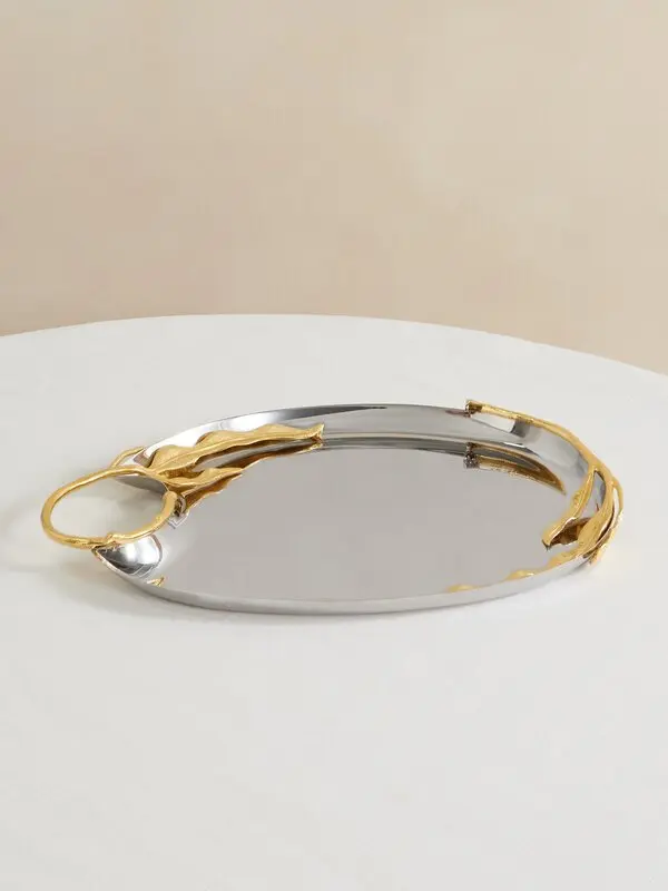 L'Objet Fern Medium Gold-plated And Stainless Steel Tray - Silver