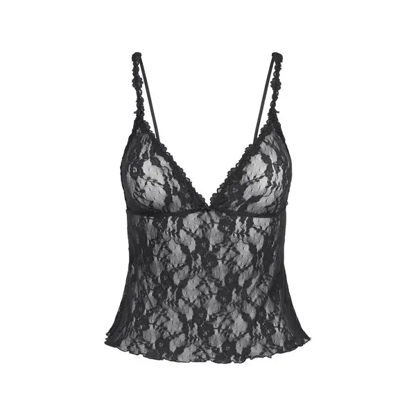 SKIMS Triangle Cami Top And Short Set | Black | | Stretch Lace