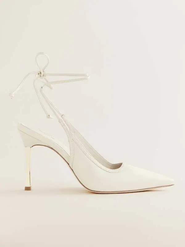 REFORMATION Paris Heeled Pump With Lace-up Tie - Ivory