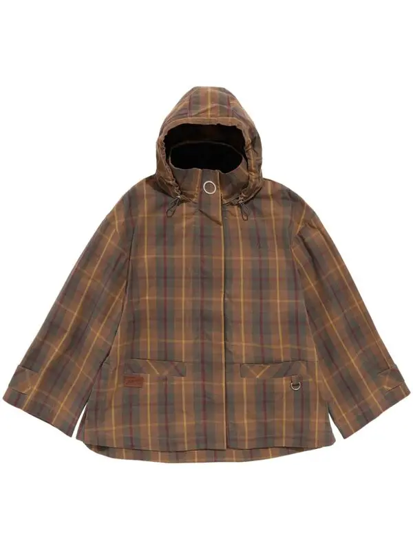 Bimba Y Lola Checkered A-Line Trenchcoat In Brown - 30% Off