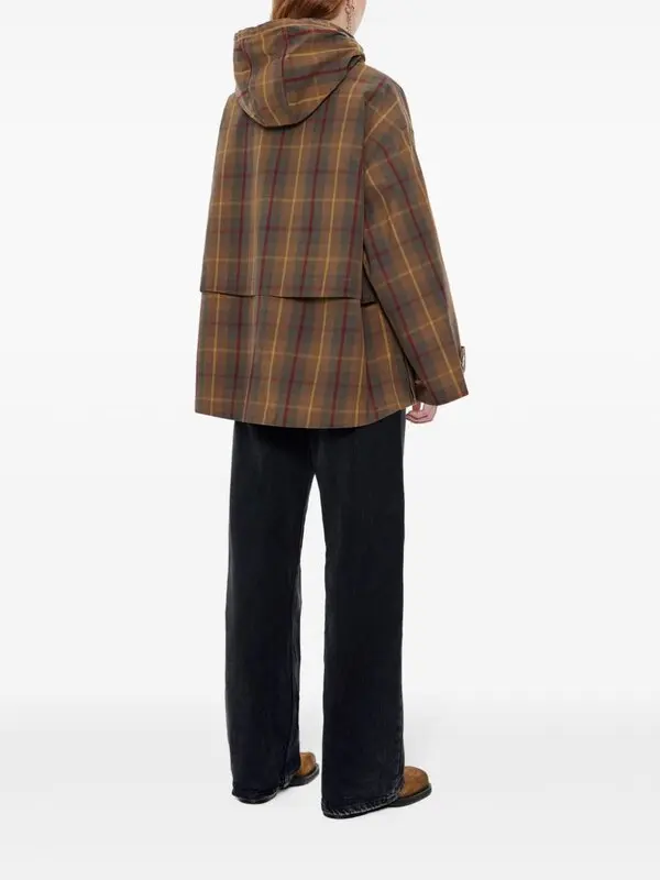 Bimba Y Lola Checkered A-Line Trenchcoat In Brown - 30% Off