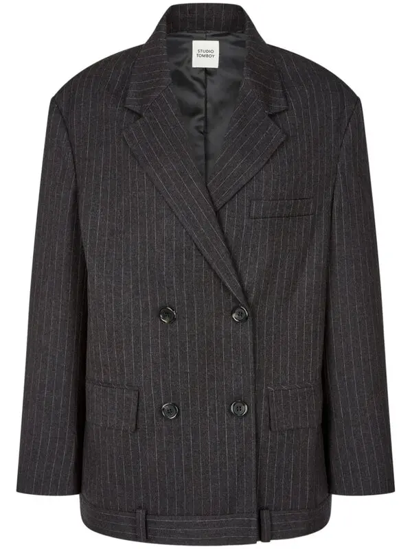 STUDIO TOMBOY Pinstriped Double-breasted Blazer