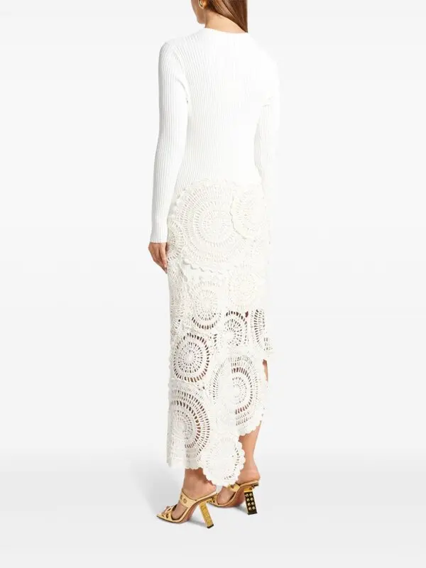 Aje Mosaic Knit Dress With Crochet Detail - Neutrals | Editorialist