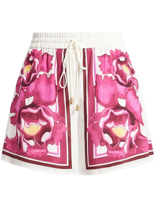 Aje Floral-print Silk Shorts - Pink