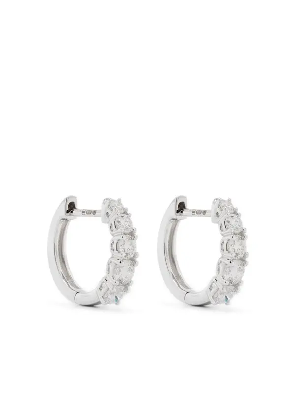 ANITA KO 18k White Gold 0.60ct Diamond Huggie Hoop Earrings - Silver