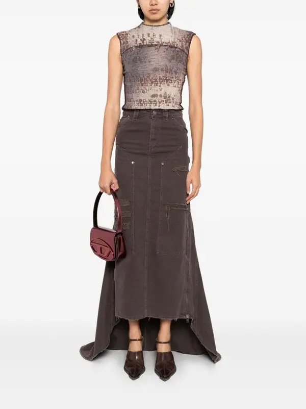 Vaquera Distressed High-low Skirt