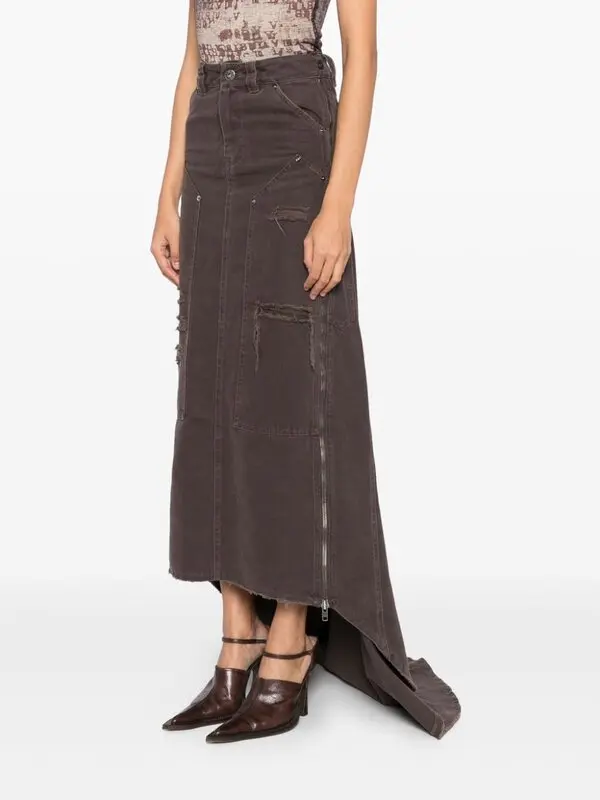 Vaquera Distressed High-low Skirt