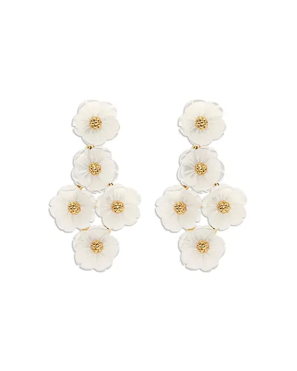 CAPUCINE DE WULF Mother Of Pearl Floral Drop Earrings - White/gold