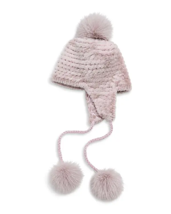 Jocelyn Faux Fur Pom Pom Trapper Hat - Blush