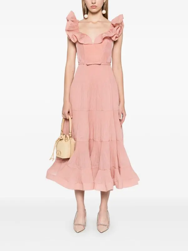 pleated frill midi dress zimmermann Pleated Frilled Midi Dress