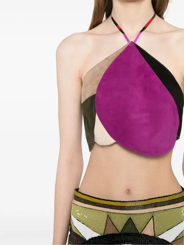 Emilio Pucci Goccia Suede Crop Top - Purple | Editorialist
