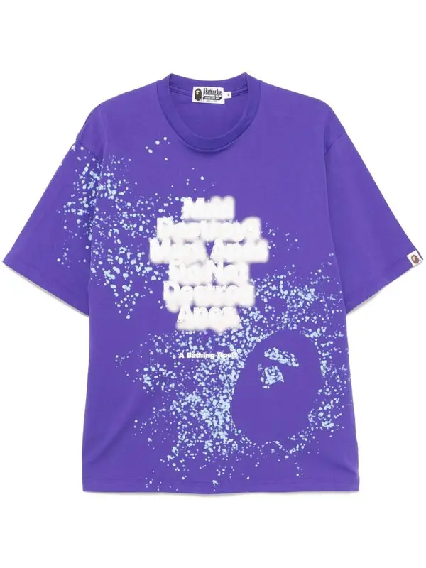 A BATHING APE Spray-print Slogan T-shirt - Purple