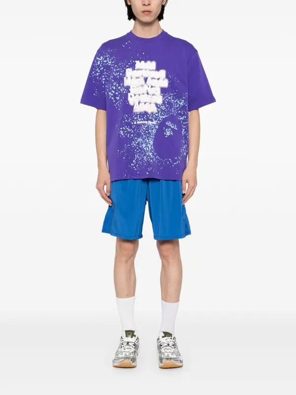 A BATHING APE Spray-print Slogan T-shirt - Purple