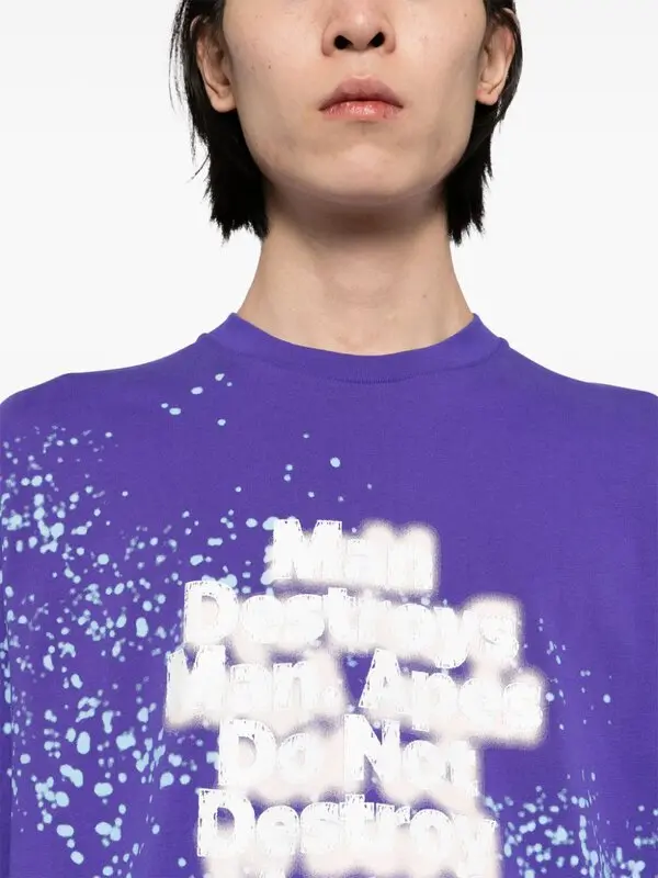 A BATHING APE Spray-print Slogan T-shirt - Purple
