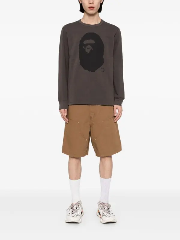 A BATHING APE Ape Head Cotton-blend Sweatshirt - Grey