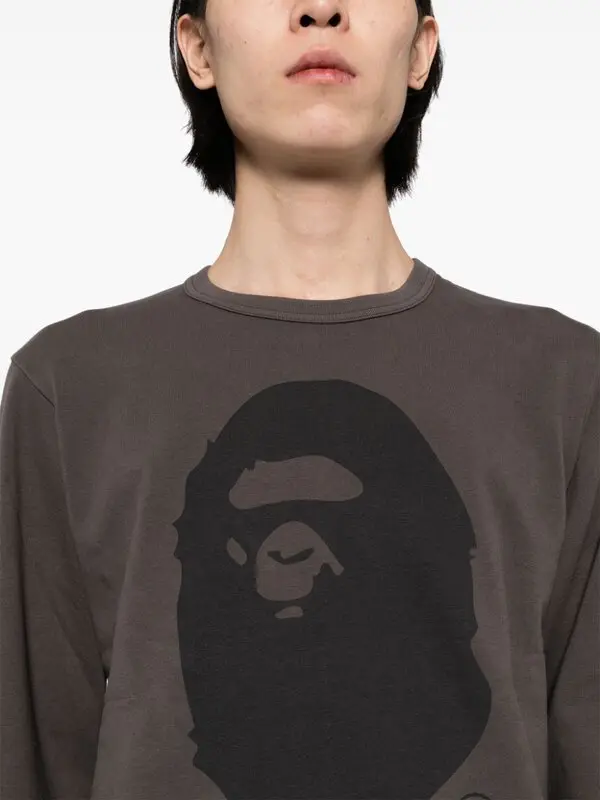 A BATHING APE Ape Head Cotton-blend Sweatshirt - Grey