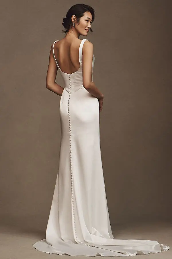 Watters Wtoo Gigi Draped U-neck Column Gown