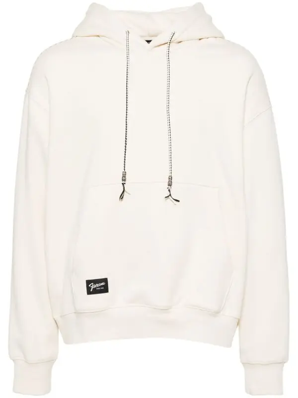 FIVE CM Hooded Sweatshirt With Faux-leather Trim - Neutrals